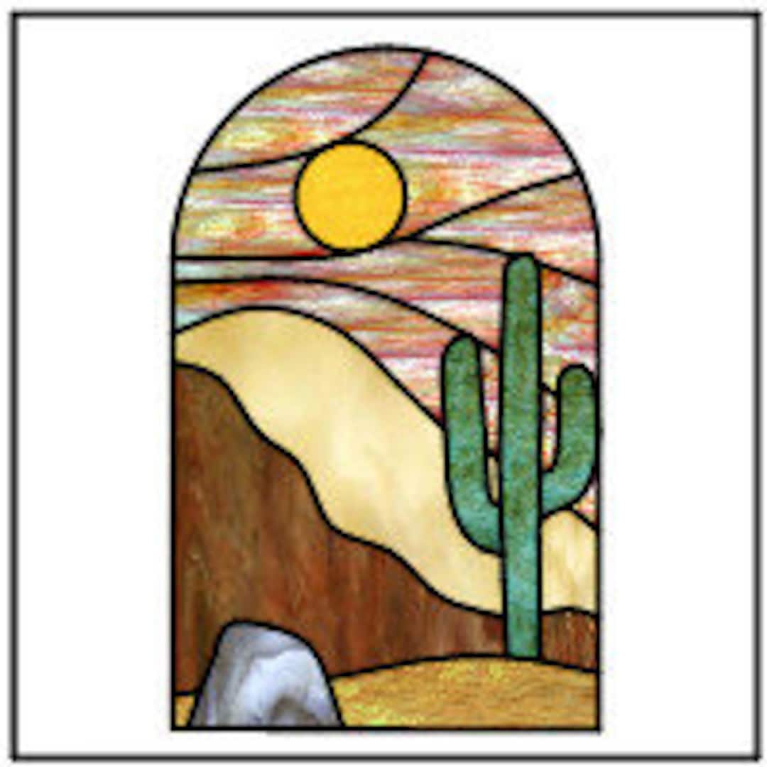 Arched Desert Landscape-stained Glass PATTERN - Etsy