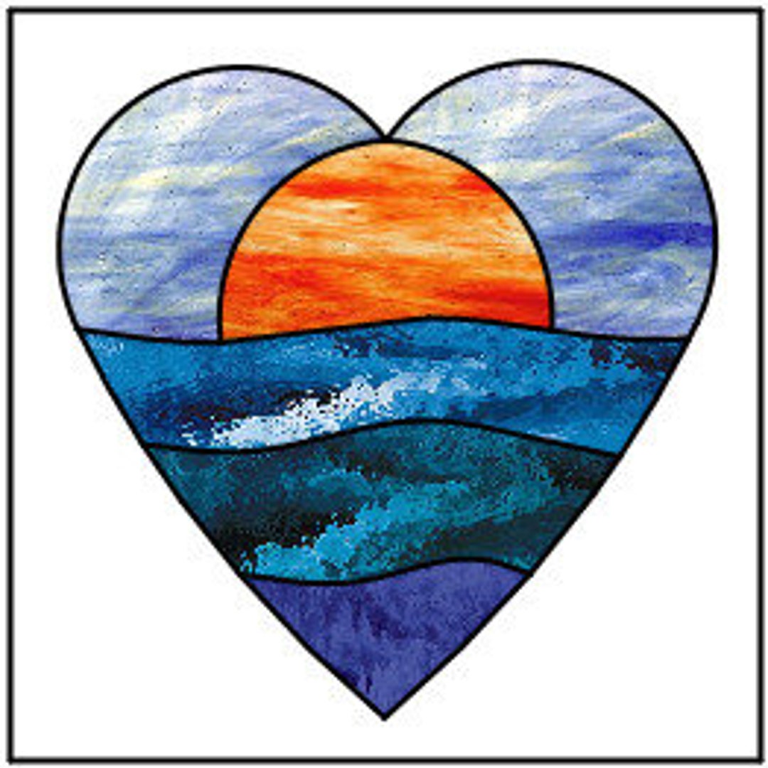 Serenity Heart Suncatcher Stained Glass PATTERN - Etsy