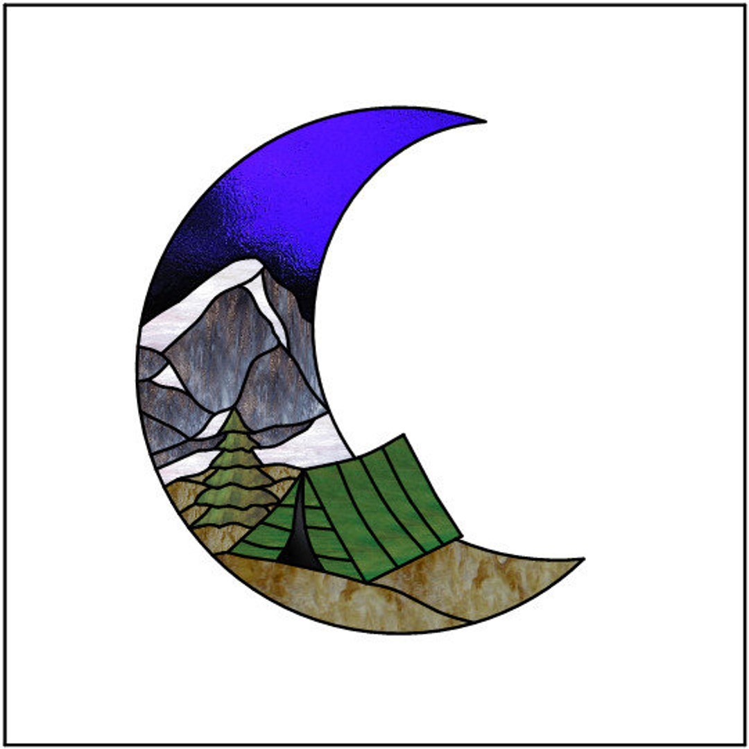 Camping Under Moonlight Stained Glass Pattern - Etsy