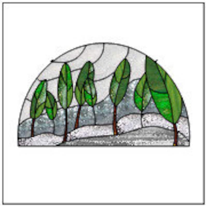 Trees Half-round Stained Glass Pattern - Etsy