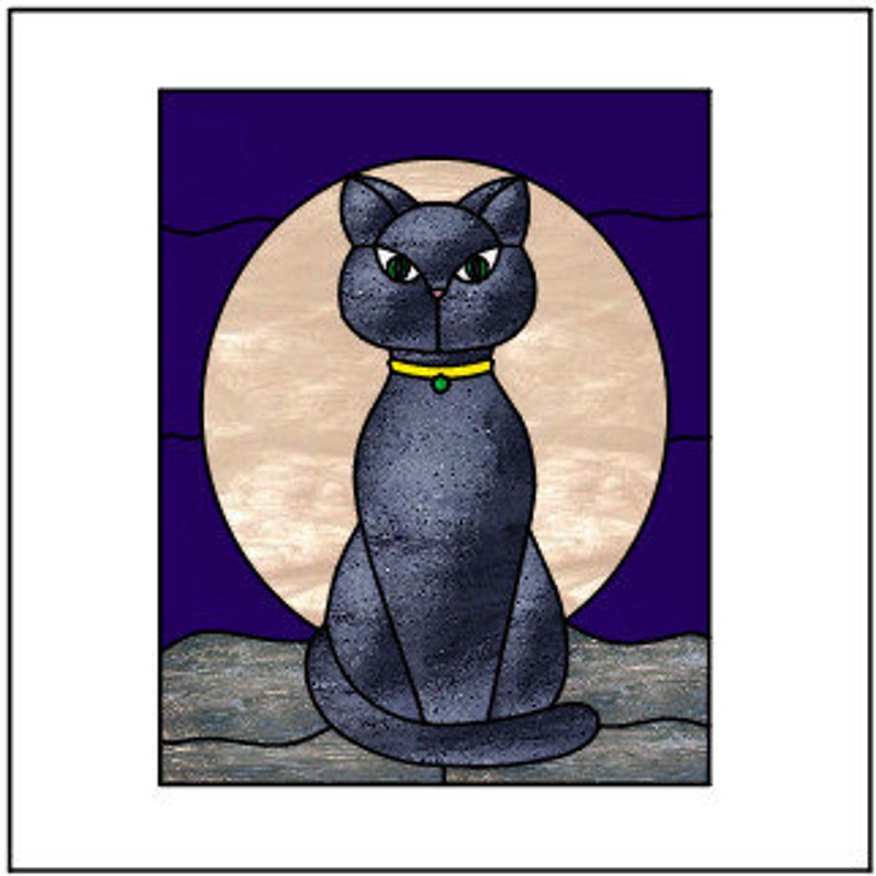 Black Cat Stained Glass Pattern - Etsy