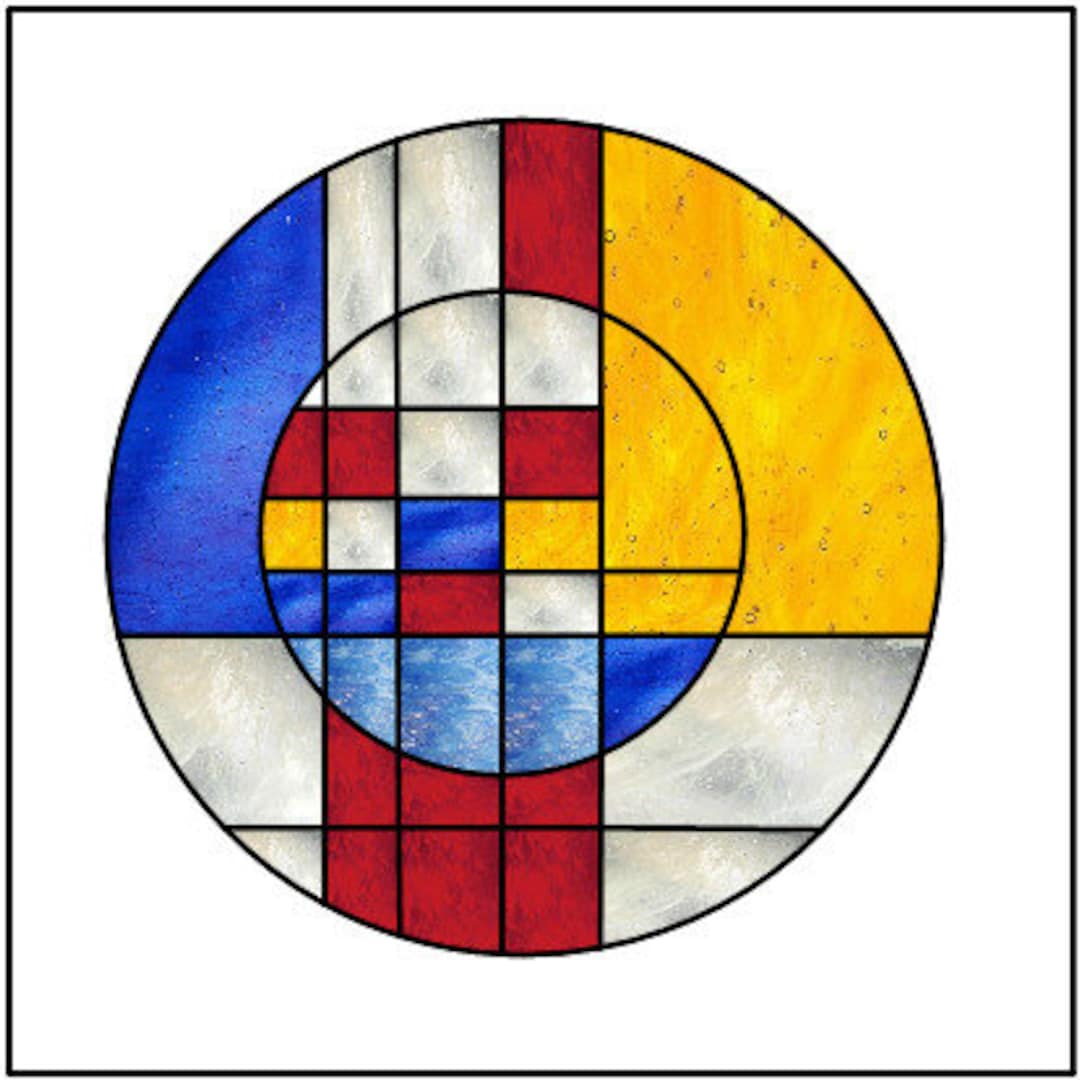 Mondrian Circle Stained Glass Panel PATTERN - Etsy