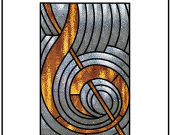 Stained Glass Pattern, Digital Download, Sun Catcher, Treble Clef ...