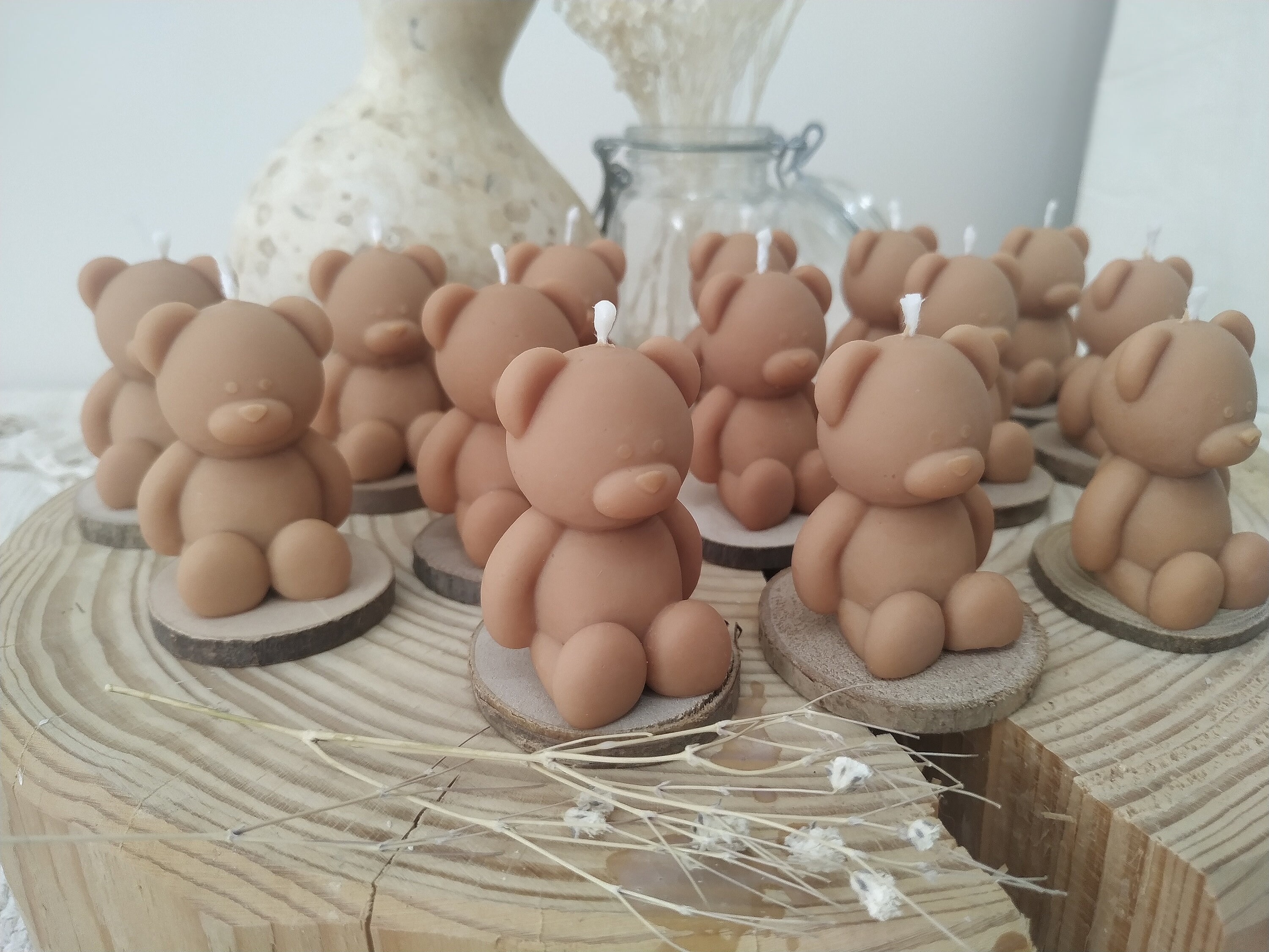 Mini Teddy Bear Candle Favors for Guests in CHOCOLATE Color, Baby ...