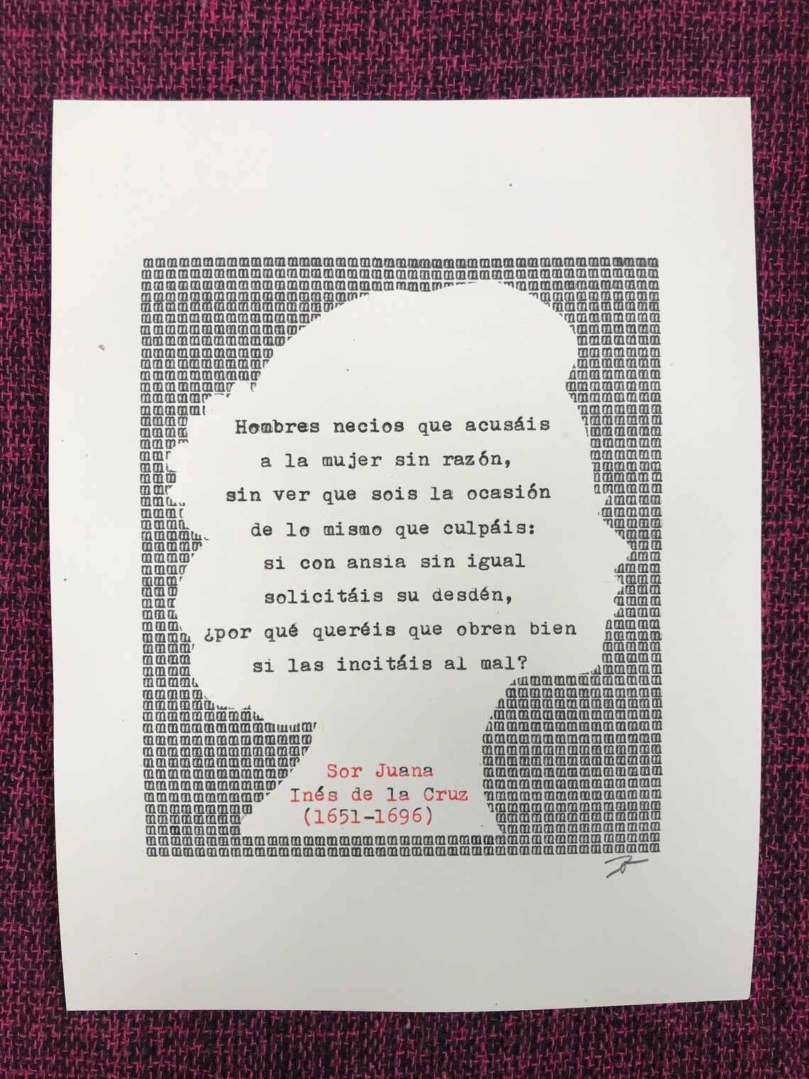 Sor Juana Inés De La Cruz Feminist Typewriter Poetry and Art Wall ...