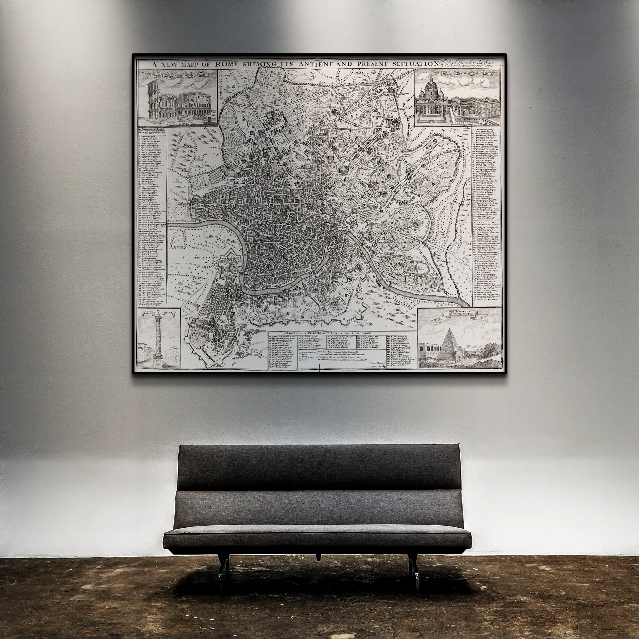 Large Format Map of Rome Historical Map of Senex From 1721 10 Materials ...