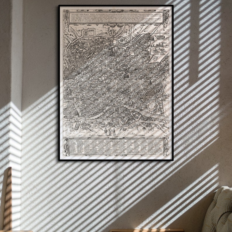 Large Format Map of Rome antiquae Urbis Romae 1588 Historical Map From ...
