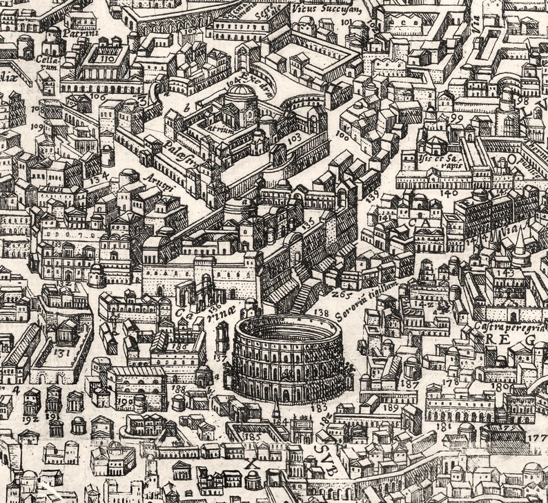 Large Format Map of Rome antiquae Urbis Romae 1588 Historical Map From Braun 10 Materials ...