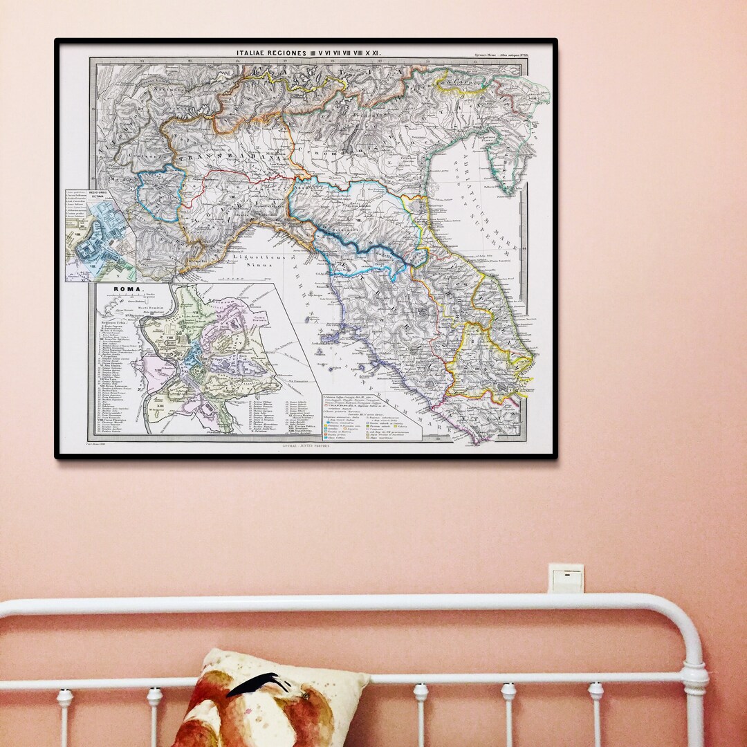 Large Format Map of Rome and the Regions of Central-northern Italy ...