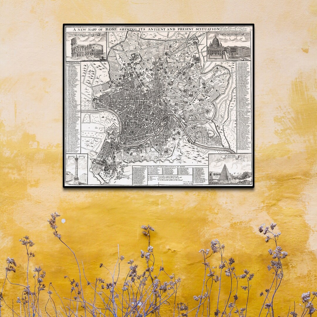 Large Format Map of Rome Historical Map of Senex From 1721 10 Materials ...