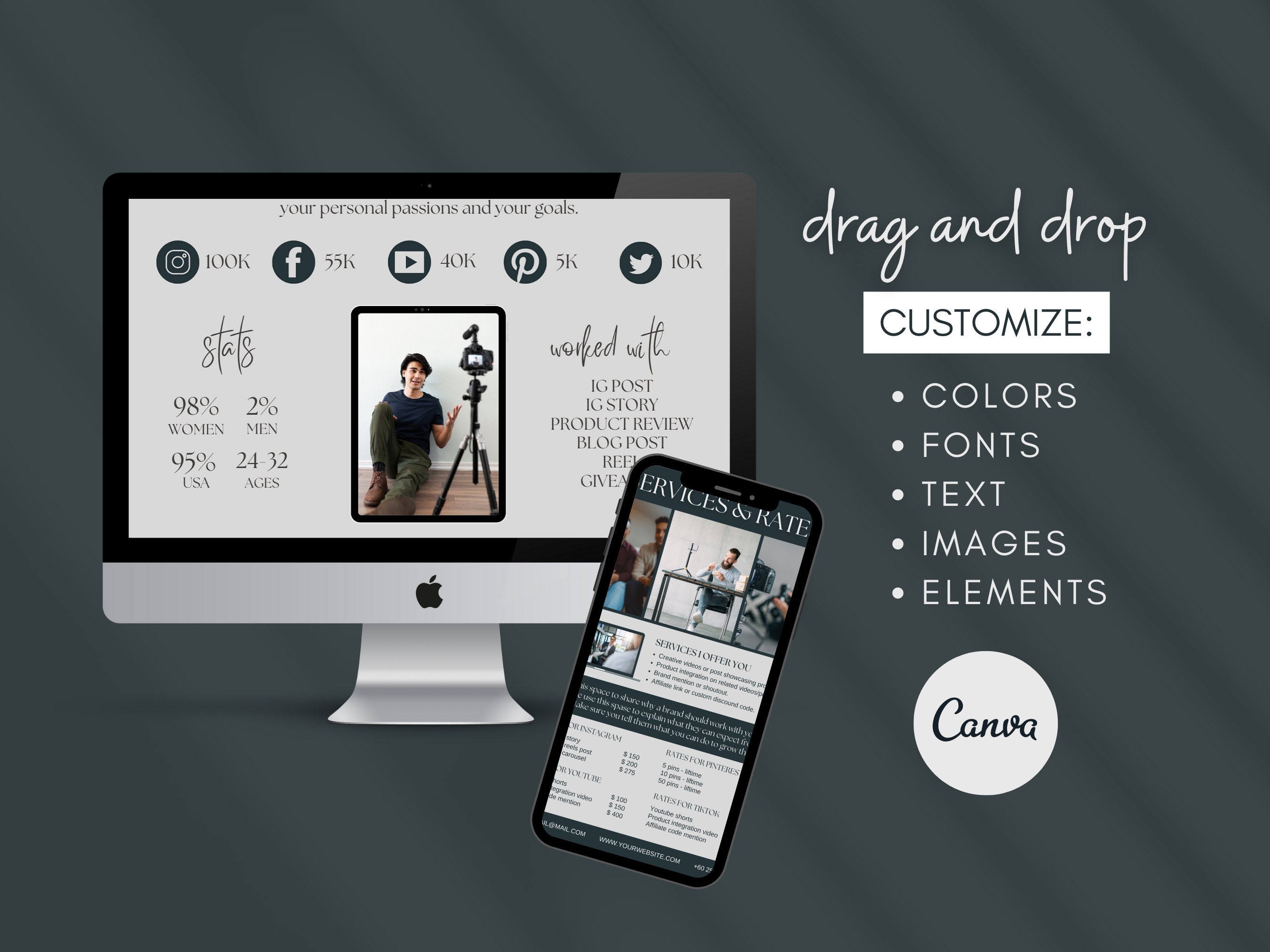 Media Kit for Men Rate Sheet Guy Blogger Template Guy Social Media Kit ...