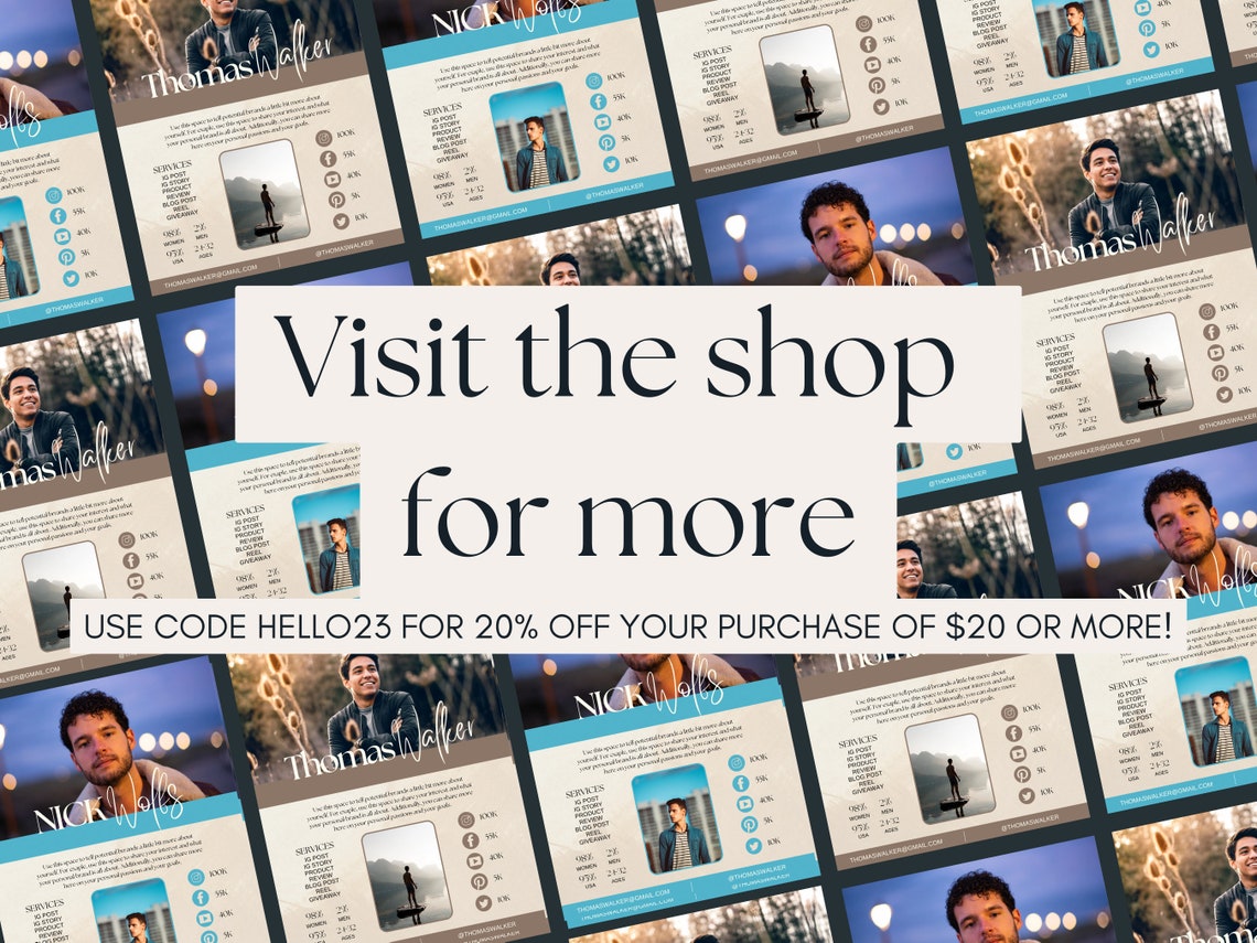 Media Kit for Men Rate Sheet Guy Blogger Template Guy Social Media Kit ...