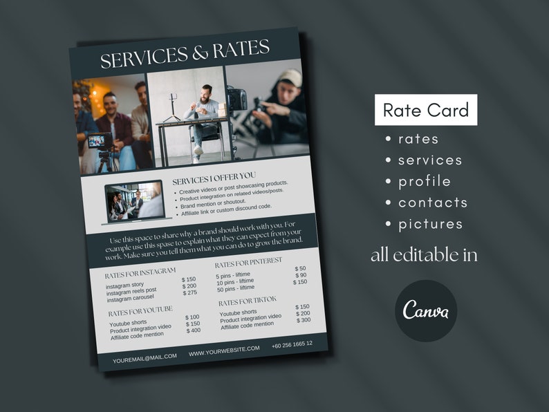 Media Kit for Men Rate Sheet Guy Blogger Template Guy Social Media Kit ...