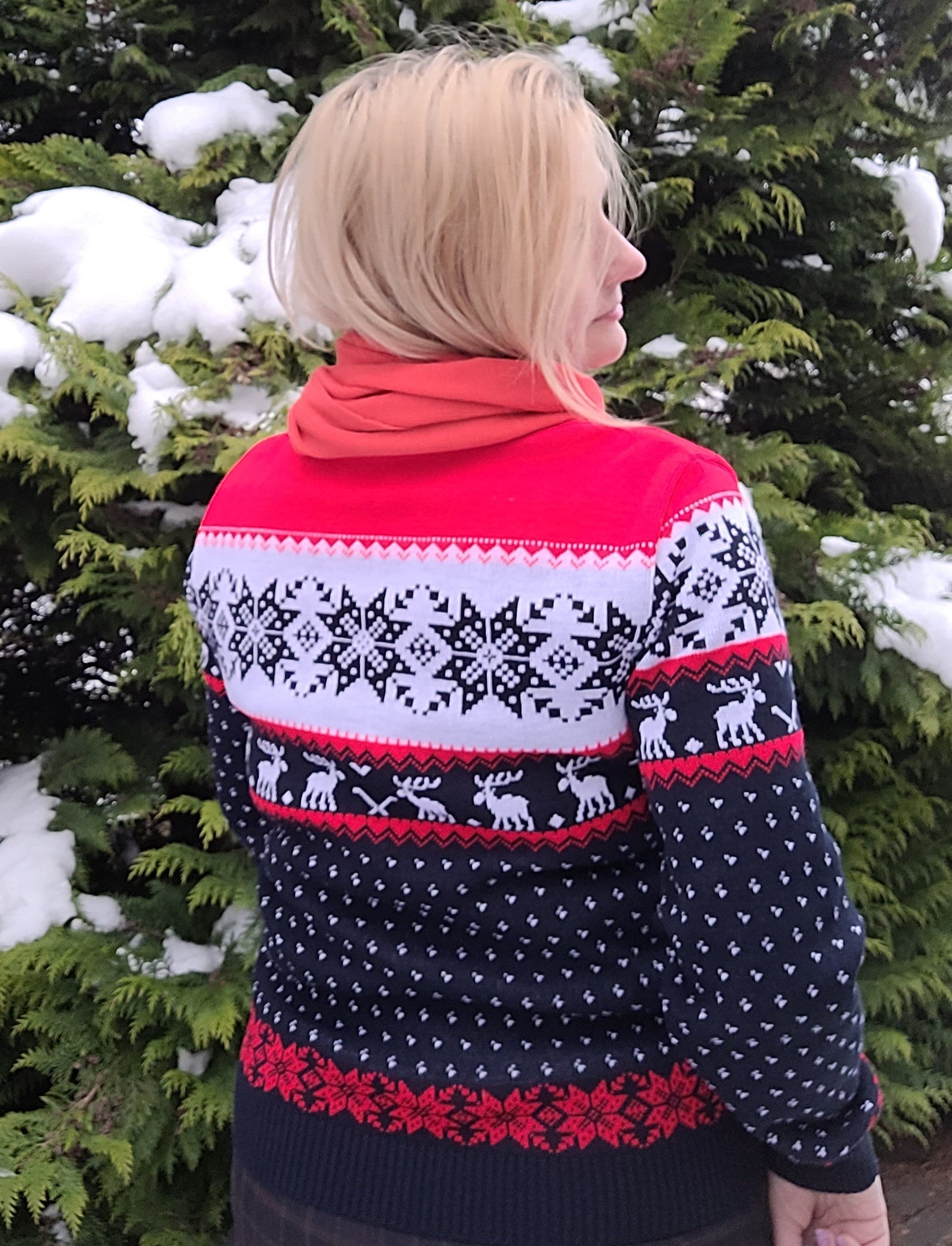 WOOL CHRISTMAS JUMPER Knitted Snowflake Reindeer Swedish Design Men ...
