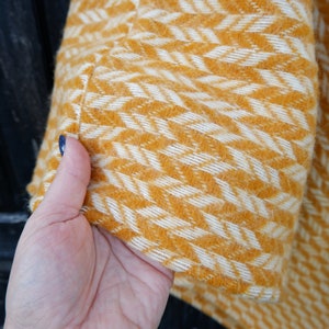 Yellow Wool Blanket Poncho With Hood - Kiruna - Hooded Cape Ruana With ...