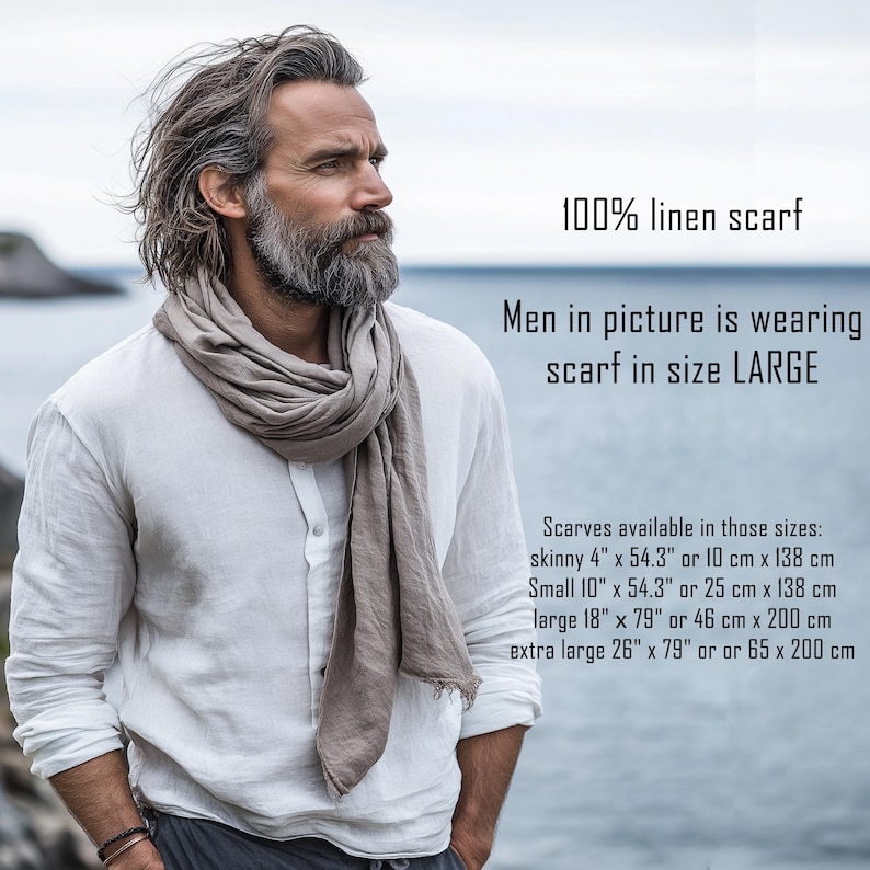 Linen Scarf Unisex in Natural Linen. Women Men Gift Flax Scarf Stole ...