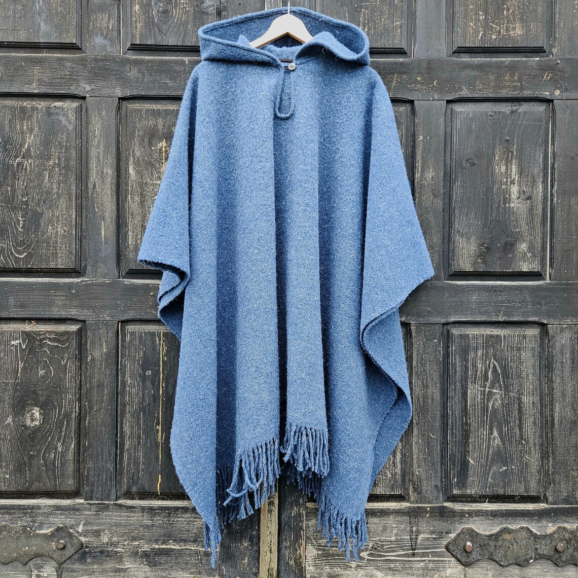 Wool Poncho - OLAND - Unisex Ruana Cape - Grey Wool Blanket Poncho With ...