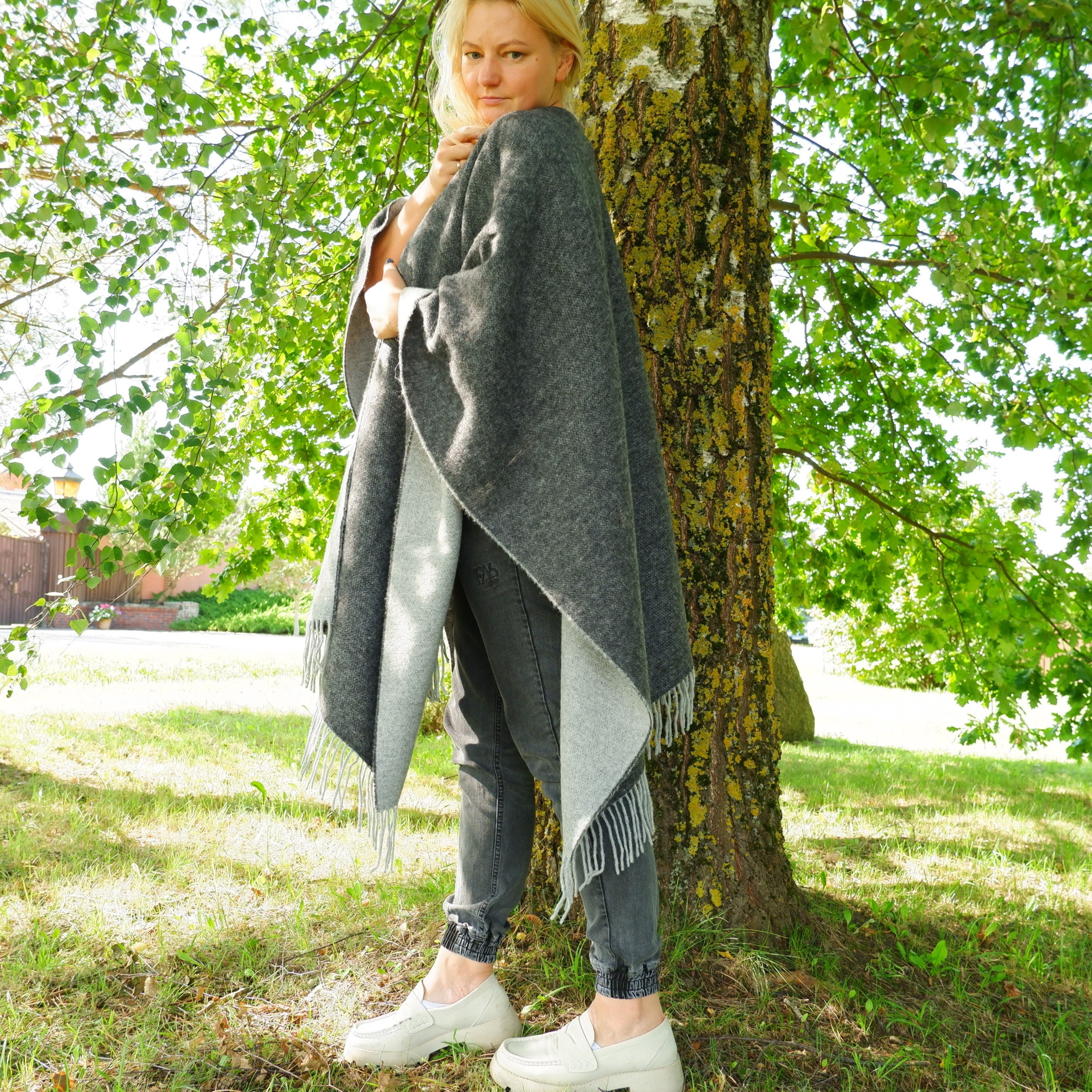 Merino Wool PONCHO Ruana WRAP Two Colors Comfortable Wool - Etsy