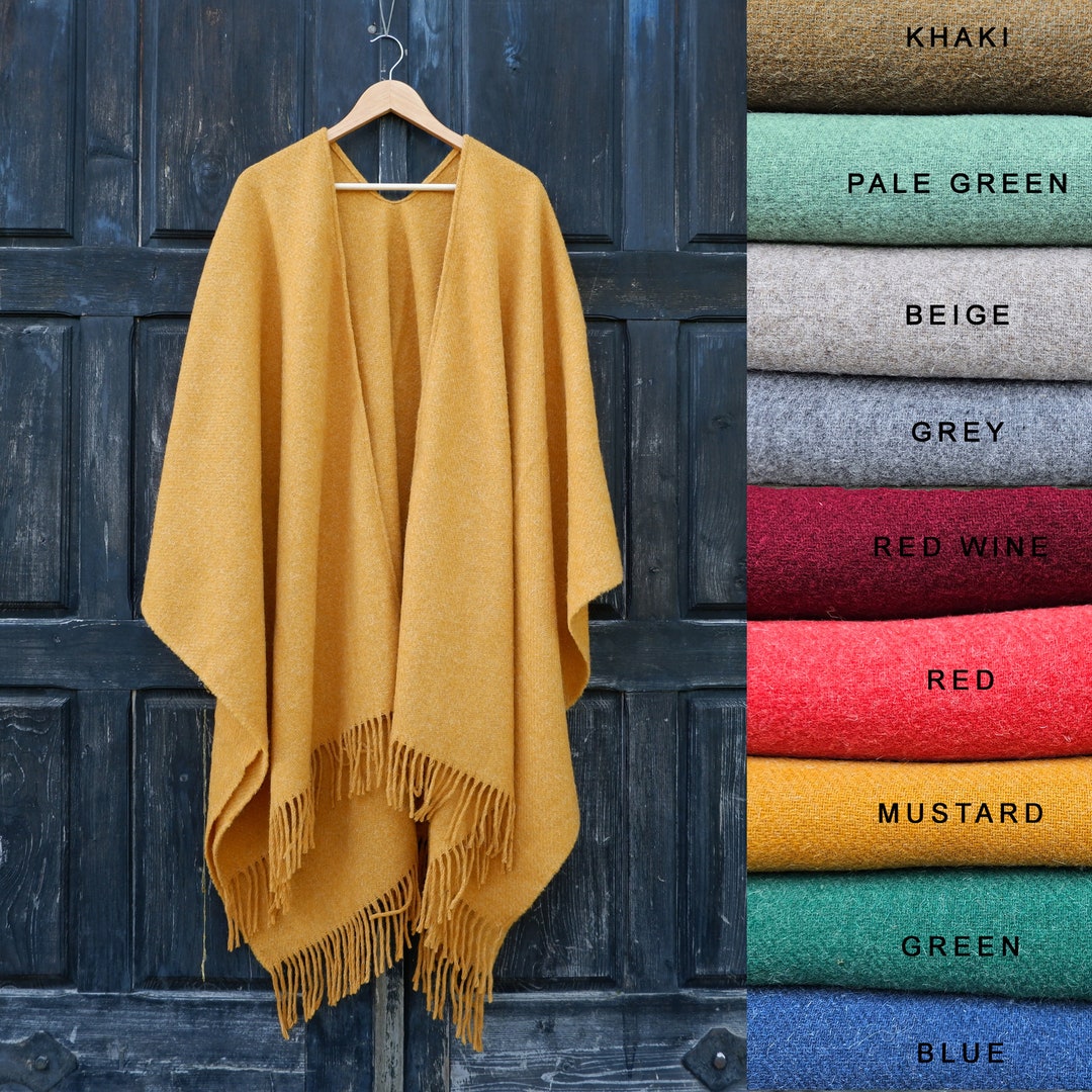 Yellow Wool PONCHO, UMEA Wool WRAP, Comfortable Wool Cape for Outdoor ...