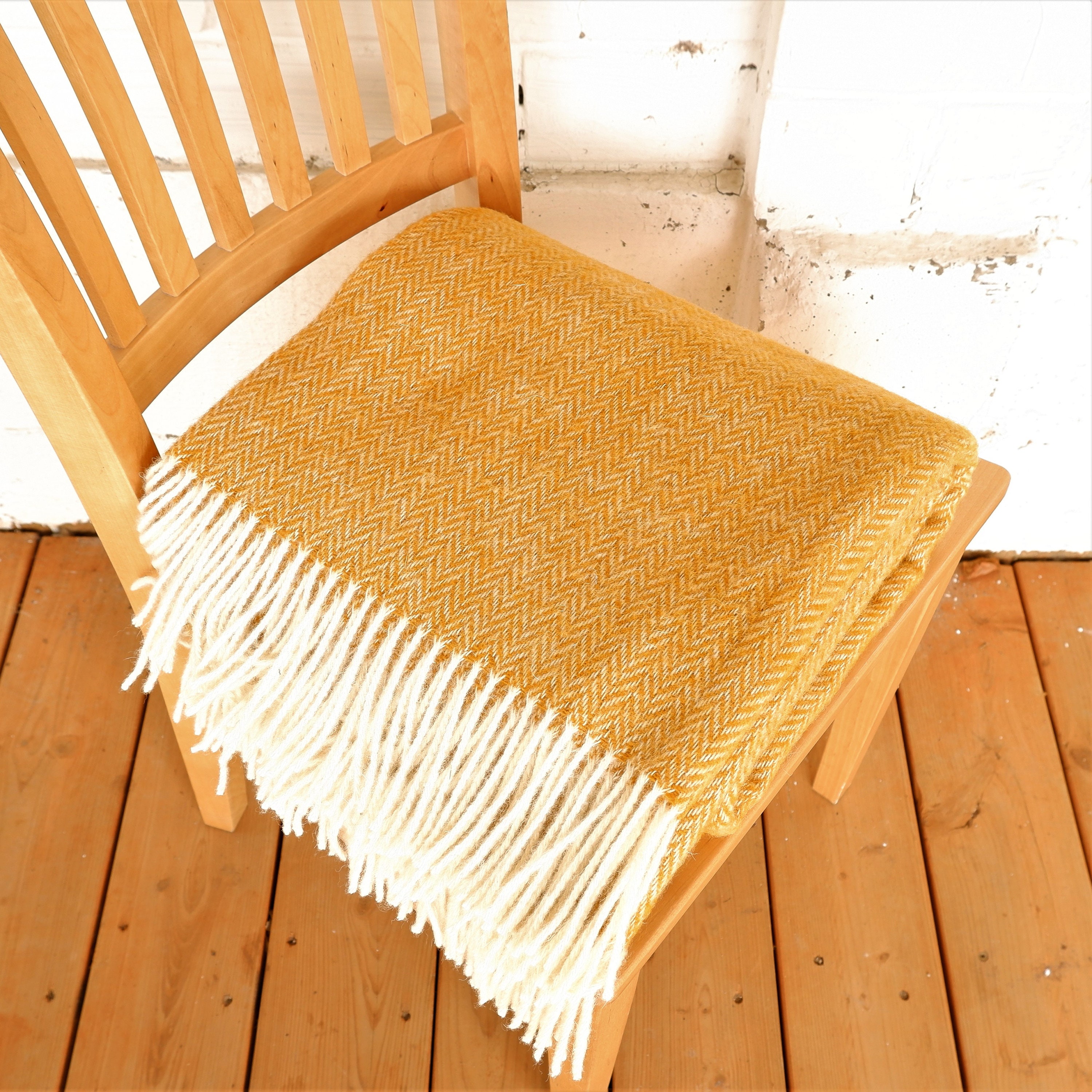 WOOL Blanket Hera in Mustard Yellow Natural Throw Plaid - Etsy Sweden