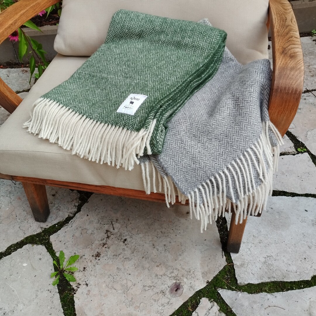 Wool Blanket | Herrringbone | Scandinavian Hygge | Wool Bedspread Sofa ...