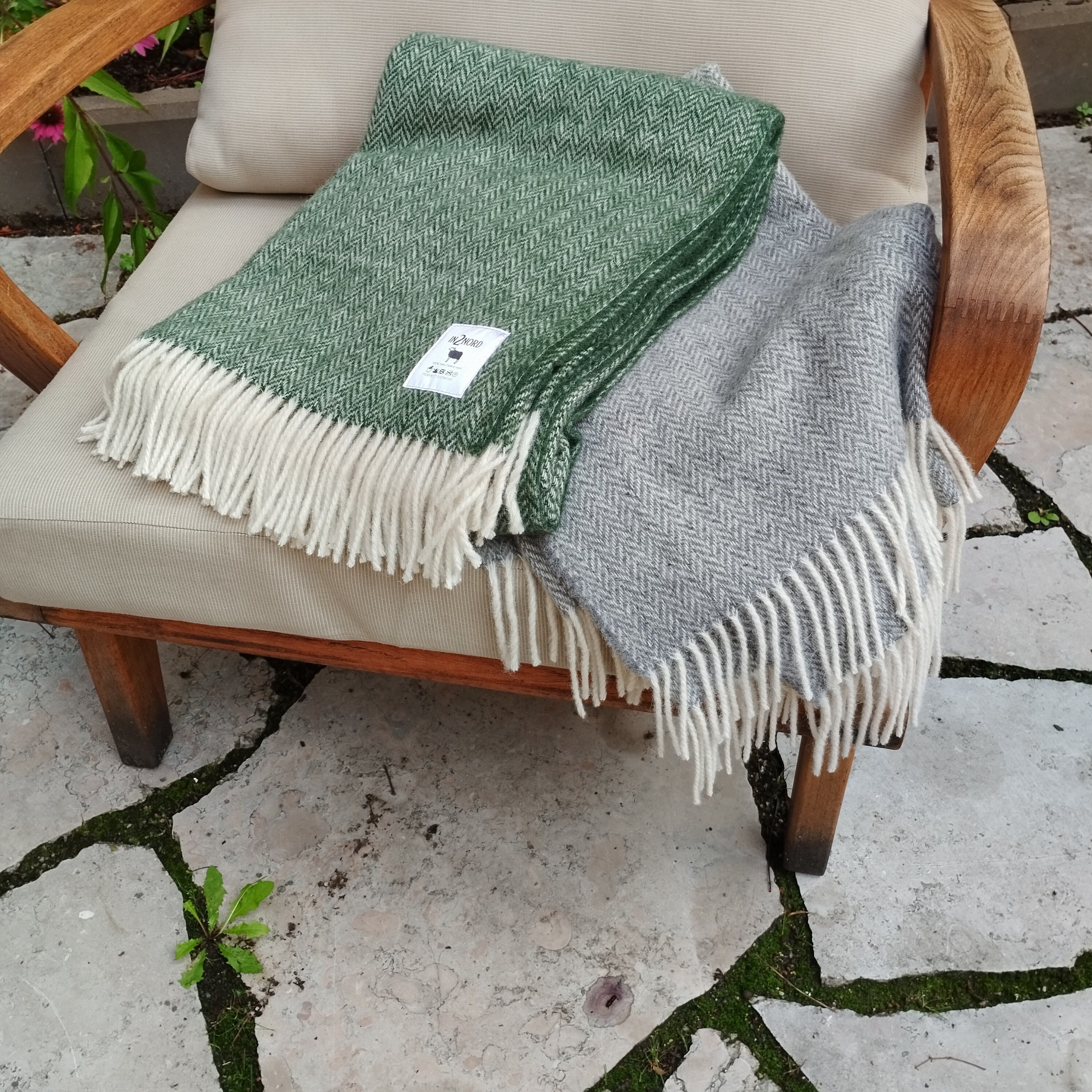 Wool Blanket Herrringbone Scandinavian Hygge Wool Bedspread Sofa Couch ...