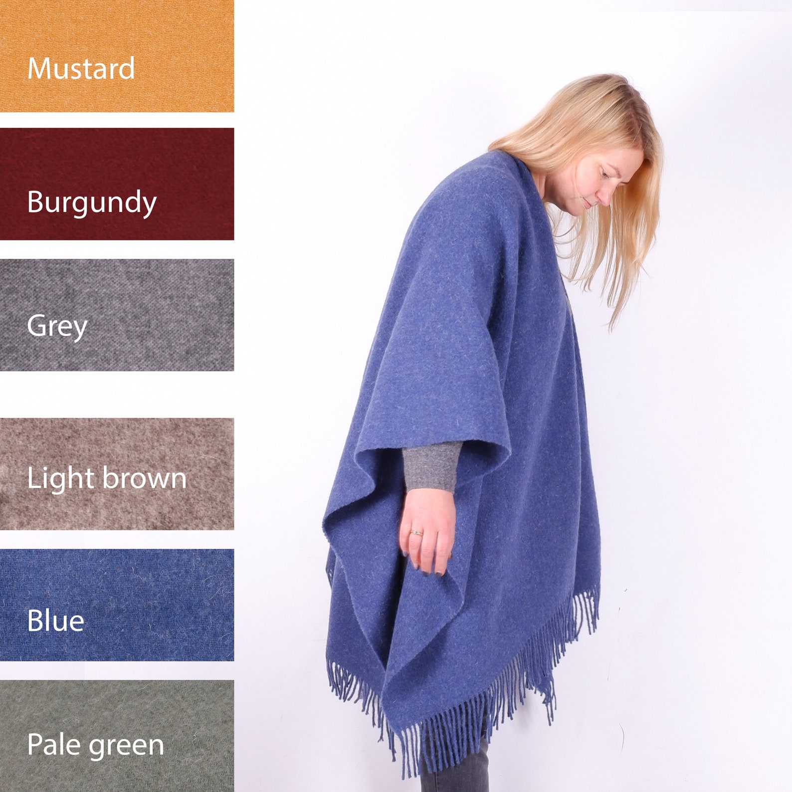 Winter Wool PONCHO - Wool WRAP - Comfortable Wool Cape for Outdoor ...