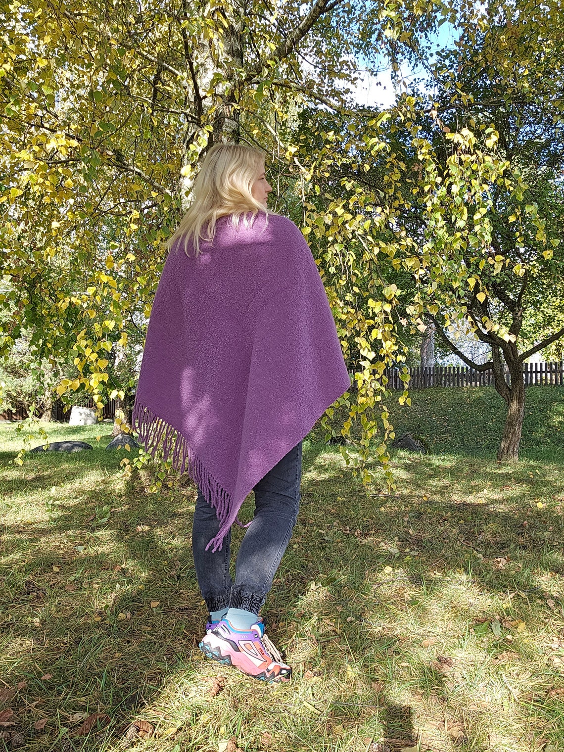 Rust Wool Blanket Poncho With Hood Kiruna Hooded Cape Ruana With ...