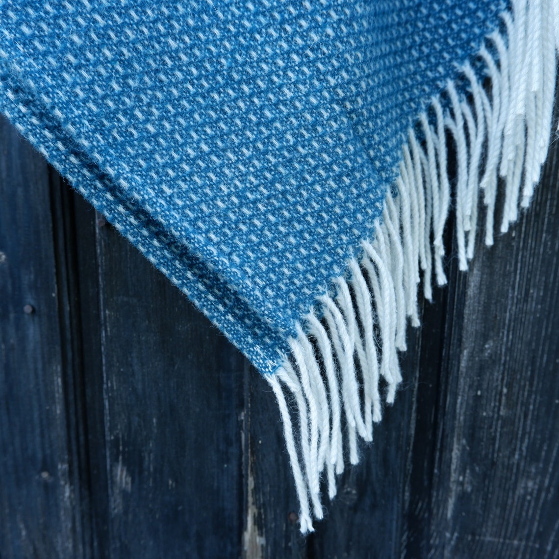Blue Merino Wool Blanket Poncho With Hood Blue - Kiruna - Hooded Cape ...