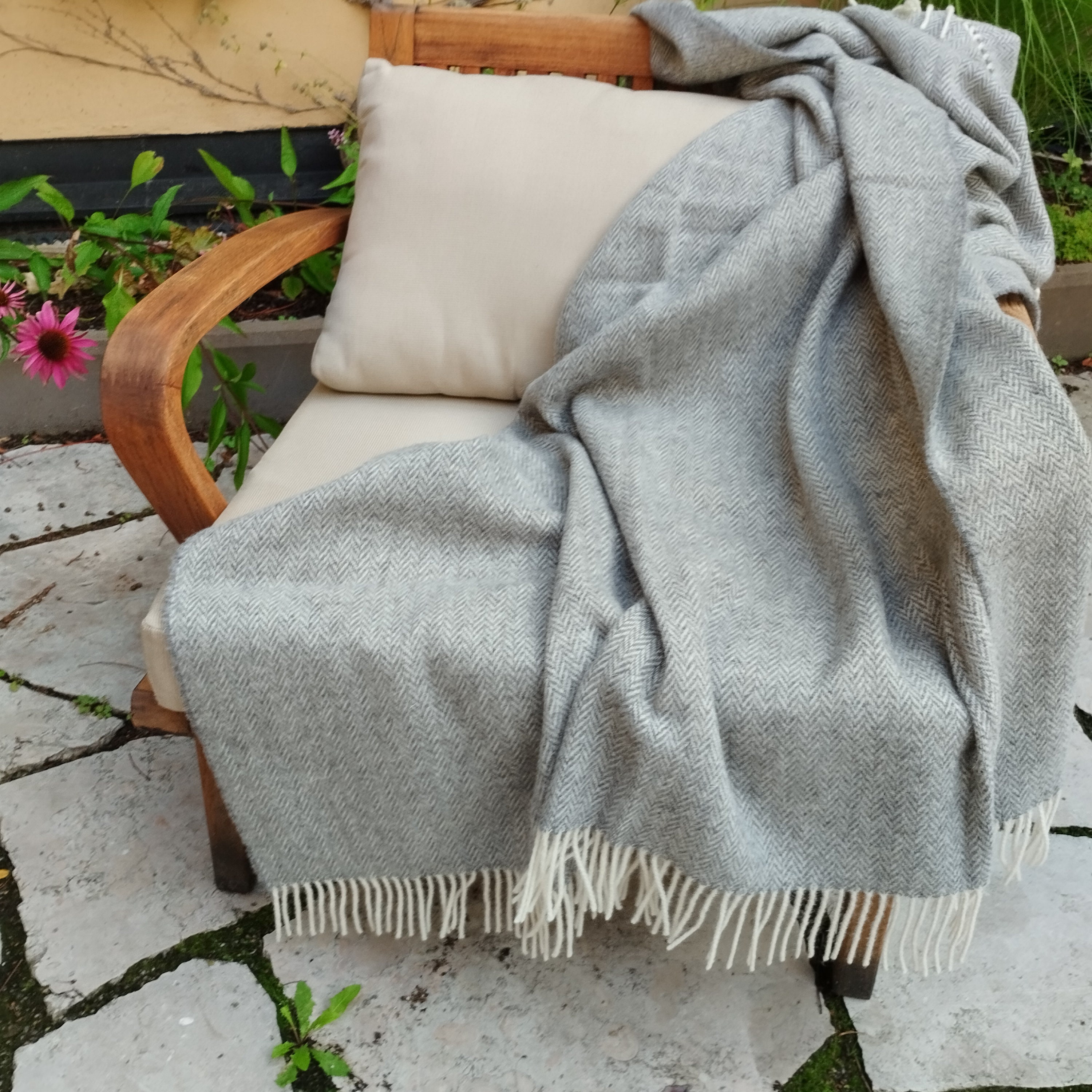 Wool Blanket | Herrringbone | Scandinavian Hygge | Wool Bedspread Sofa ...