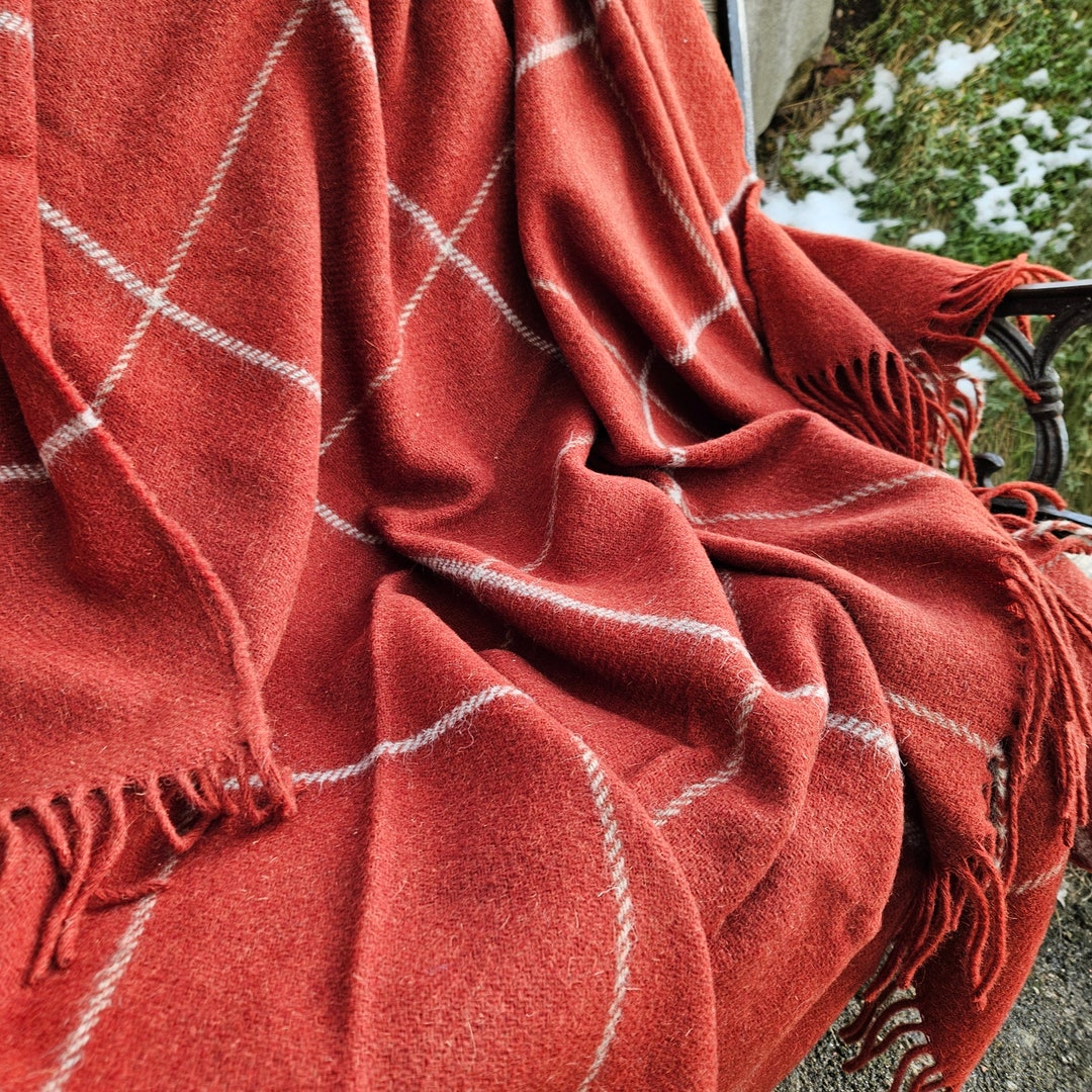 Burgundy Wool Blanket Dita Natural Throw Plaid IN2NORD European ...