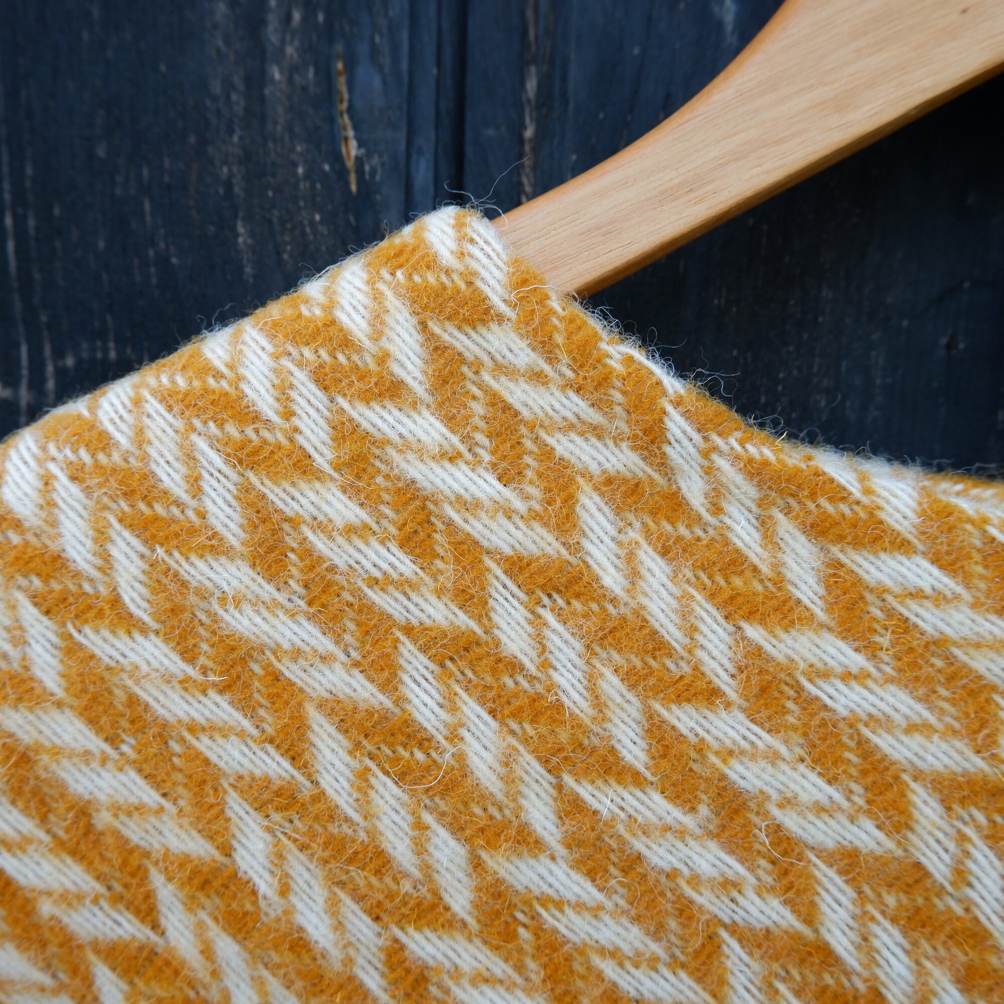 Yellow Wool Blanket Poncho With Hood - Kiruna - Hooded Cape Ruana With ...