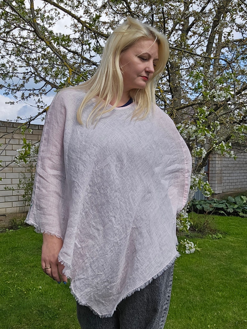 Linen Poncho Cape Shawl SOLNA, Lightweight Gauze Poncho in Flax Summer ...