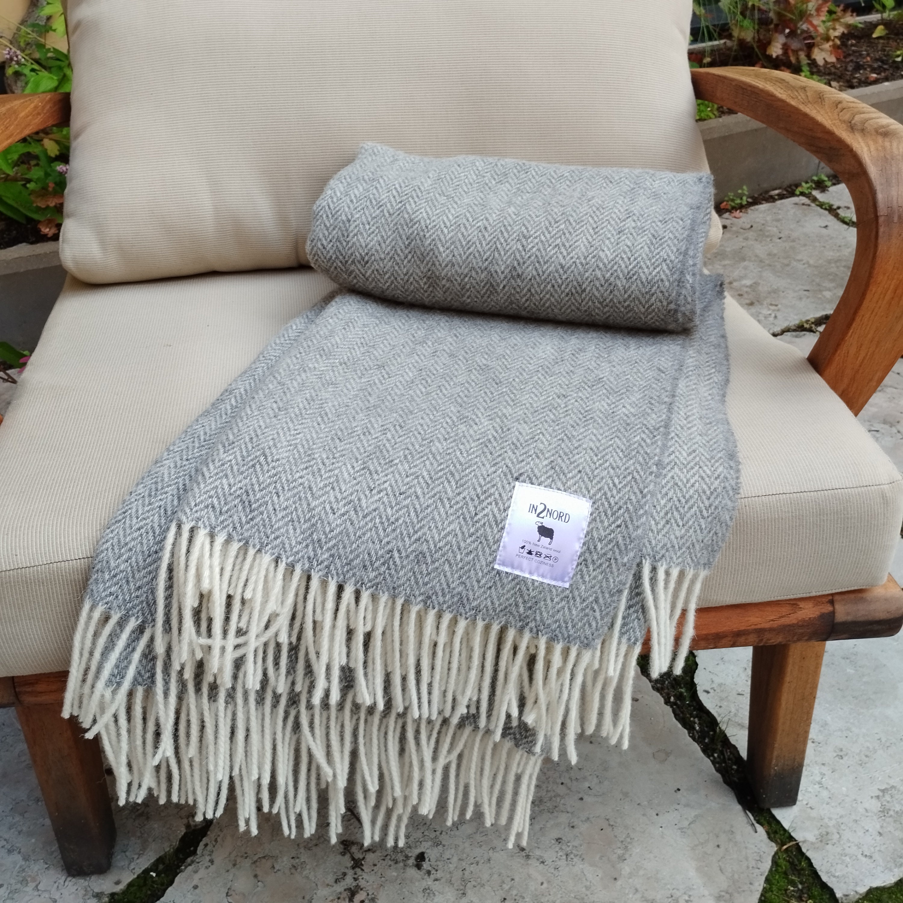 Wool Blanket Herrringbone Scandinavian Hygge Wool Bedspread Sofa Couch ...