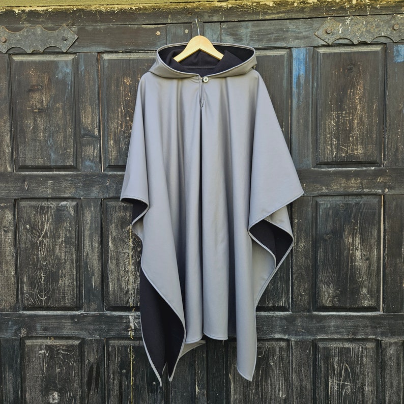 Rain Poncho OLAND Unisex Ruana Cape Waterproof - Grey Rain Jacket ...