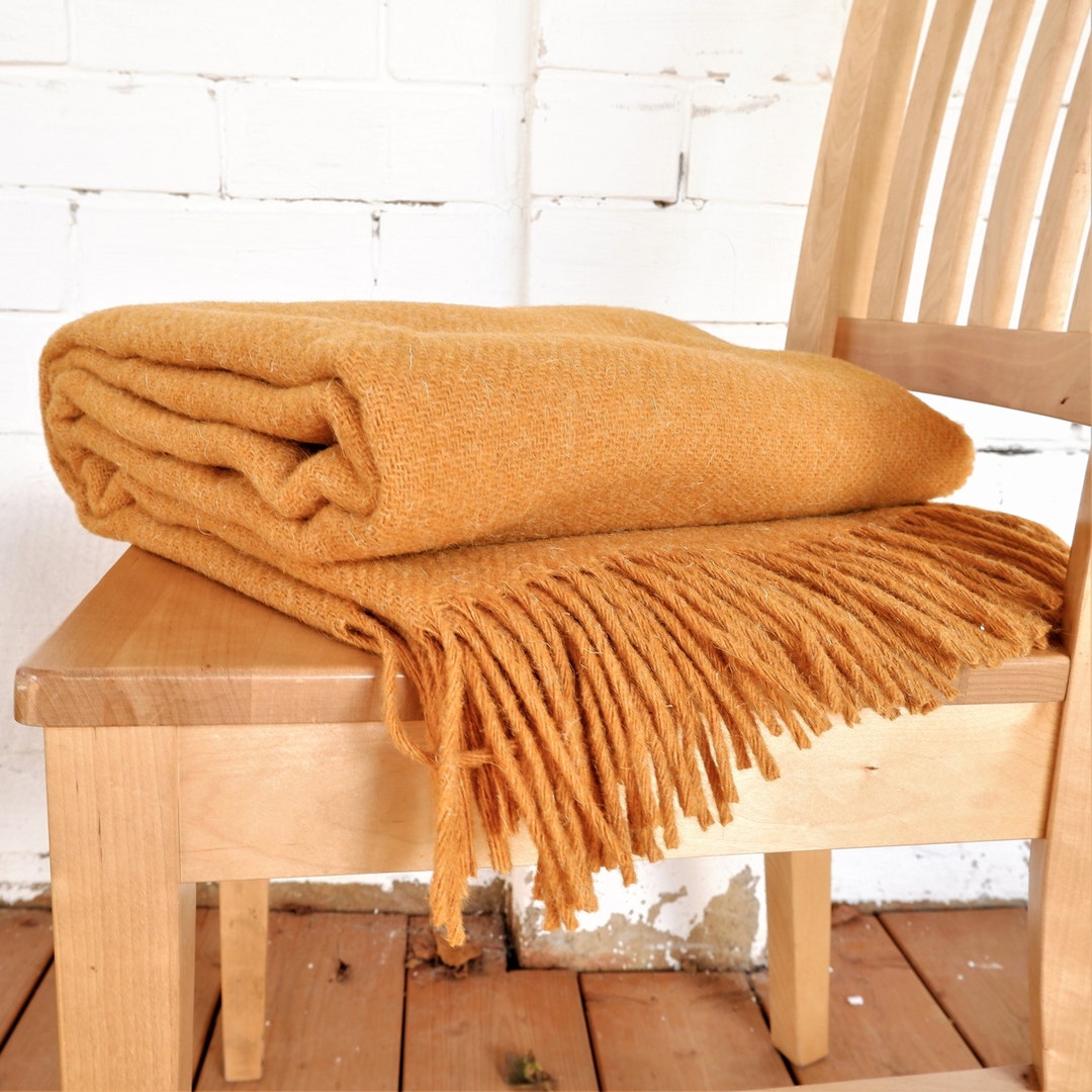 MUSTARD Blanket in New Zealand Wool KOPA Natural Throw Plaid IN2NORD ...