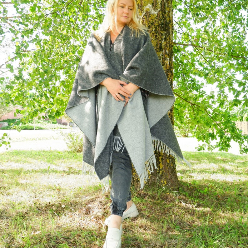 Merino Wool PONCHO Ruana, WRAP Two Colors Comfortable Wool Cape for ...
