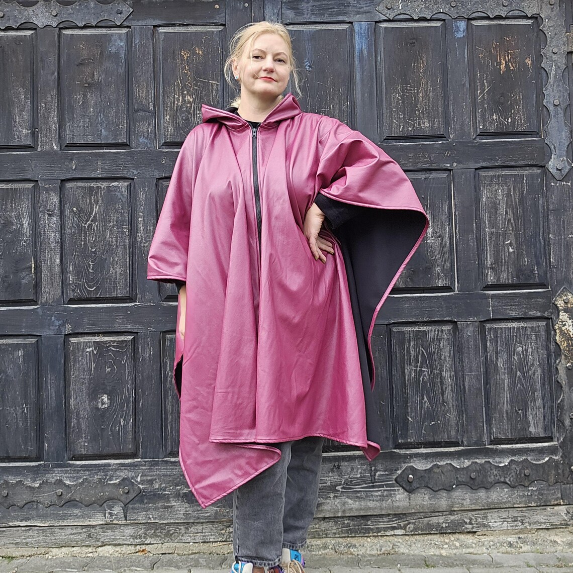 Rain Poncho OLAND Unisex Ruana Cape Waterproof - Maxi Green Poncho With ...