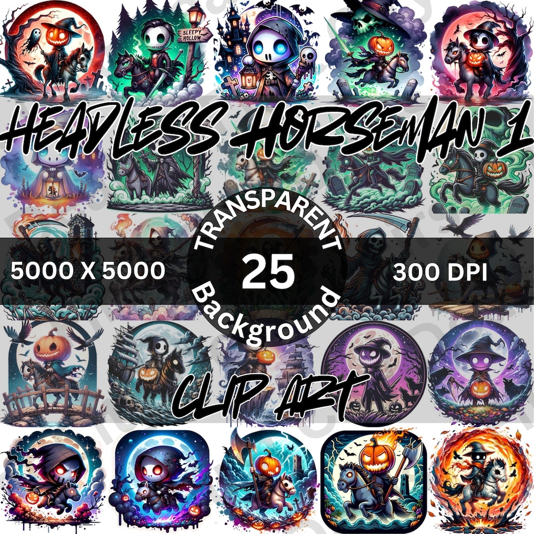 Cute Chibi Headless Horseman 1 Monster Clipart for Halloween Crafts ...