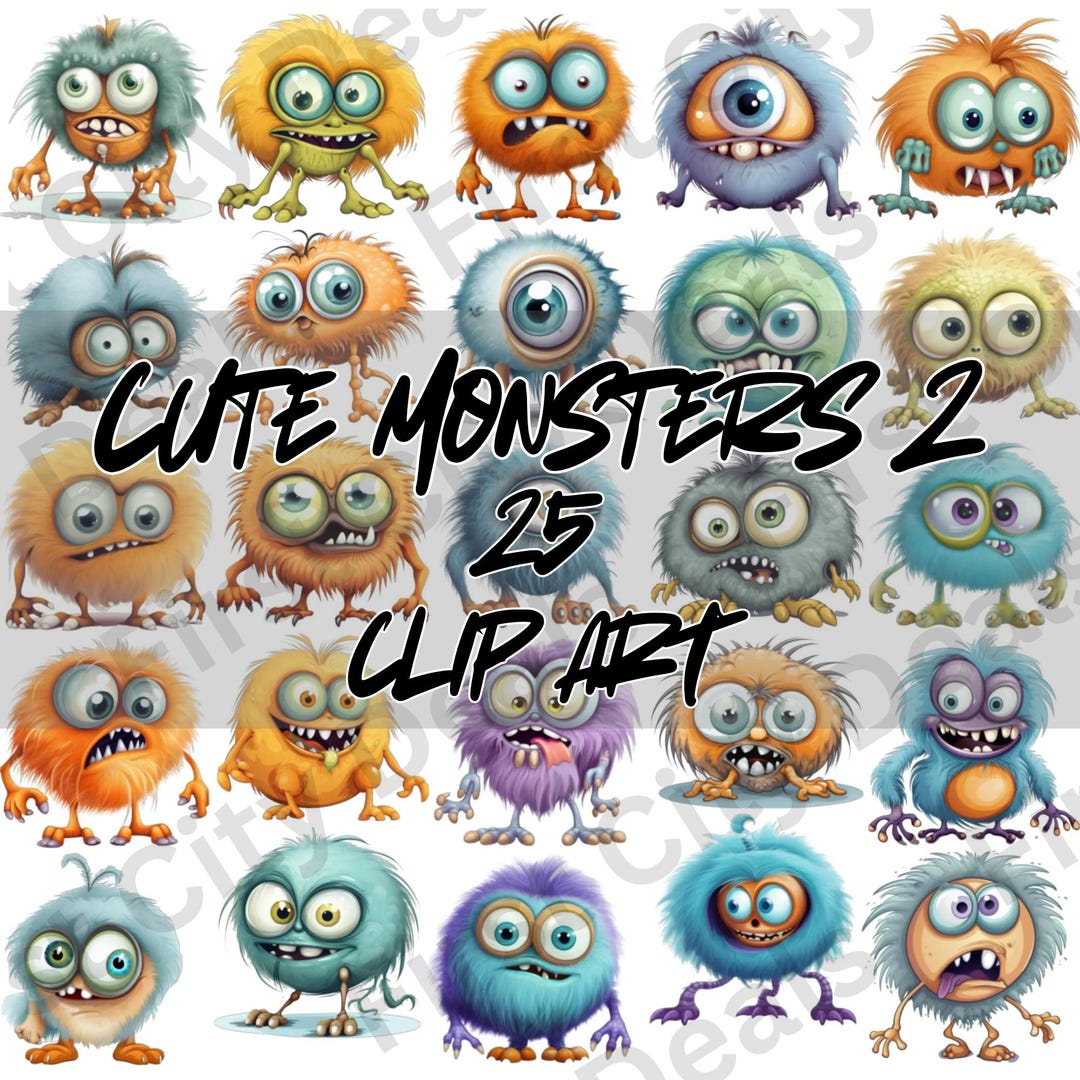 Funny Fuzzy Monster PNG Clipart for Baby Nursery Decor - Cute Fantasy ...