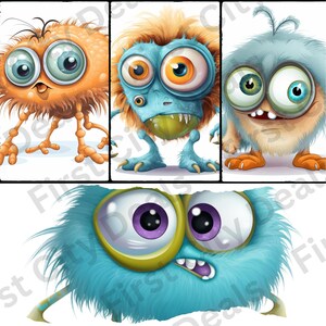 Funny Fuzzy Monster PNG Clipart for Baby Nursery Decor Cute Fantasy ...