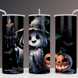 Cute Chibi Halloween Ghosts Clipart PNG Set - Transparent Background ...