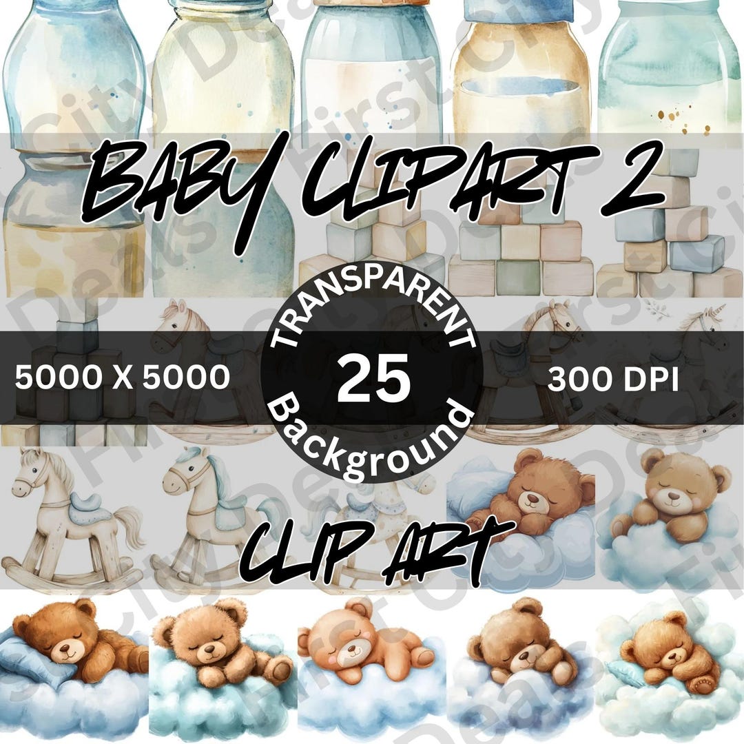 Teddy Bear Watercolor Clipart Bundle 2 – Baby Nursery Digital PNG ...