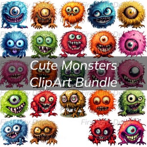 Monster Clipart Bundle, Furry PNG Graphics (digital Download) - Etsy