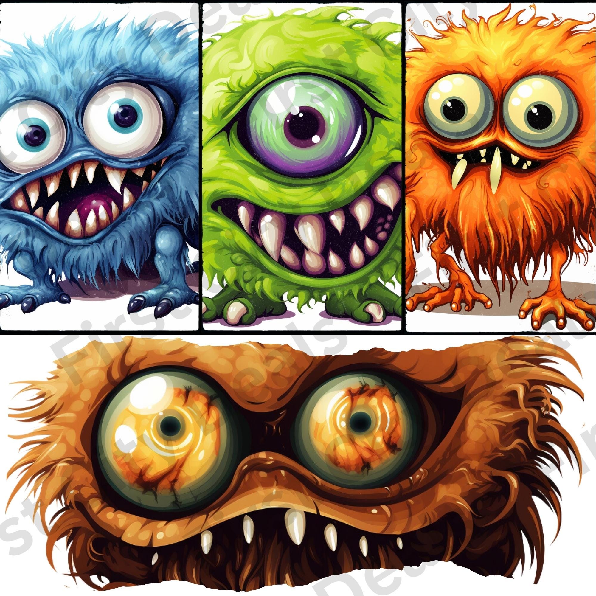 Monster Clipart Bundle, Furry PNG Graphics (digital Download) - Etsy
