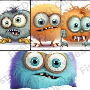 Funny Fuzzy Monster PNG Clipart for Baby Nursery Decor Cute Fantasy ...