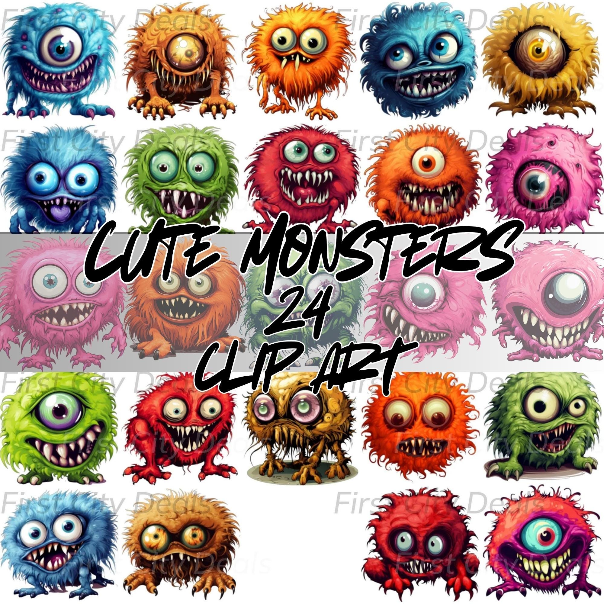 Monster Clipart Bundle, Furry PNG Graphics (digital Download) - Etsy
