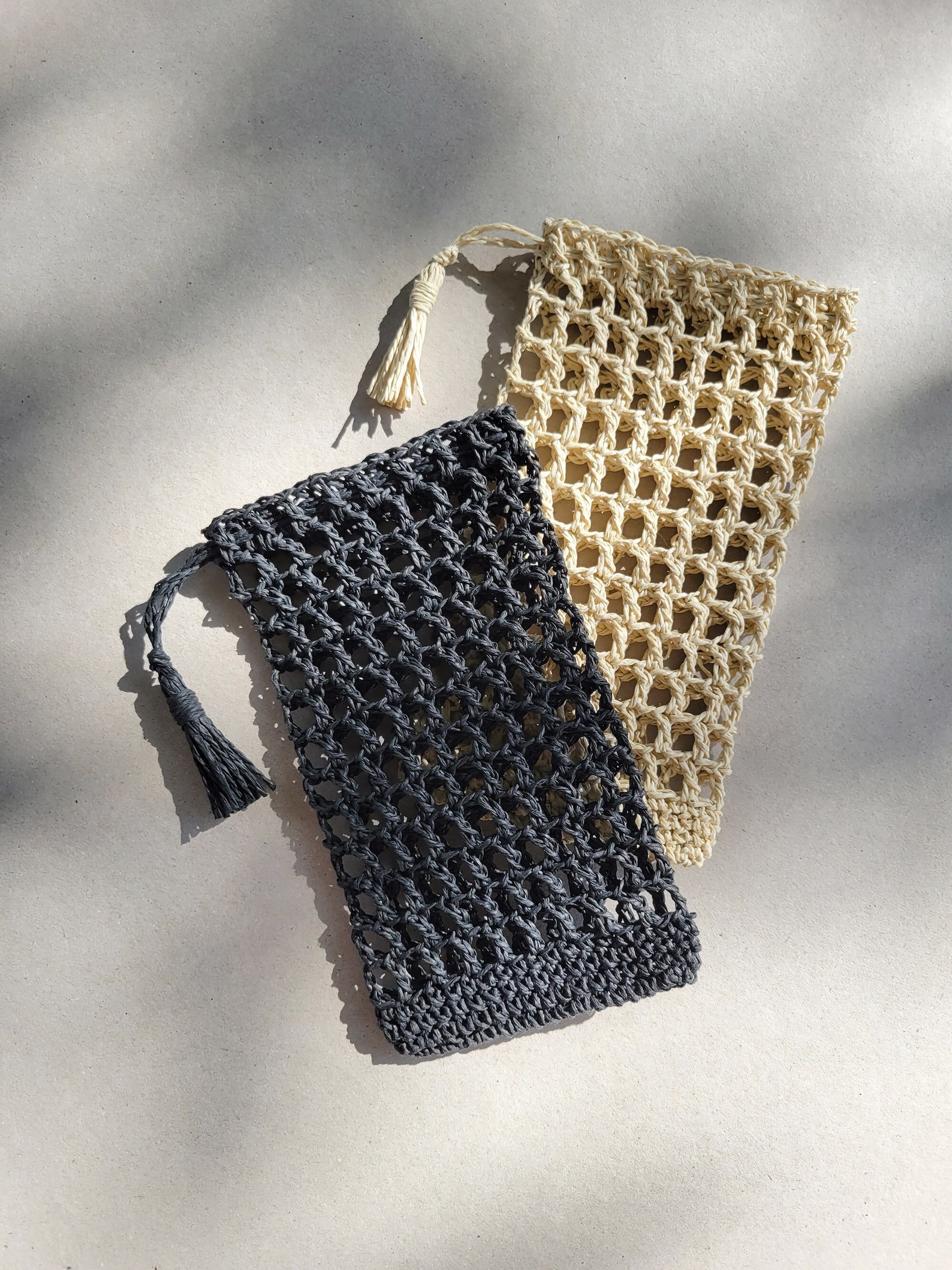 Raffia Sunglass Case, Cell Phone Bag, Drawstring Bag With Tassel - Etsy