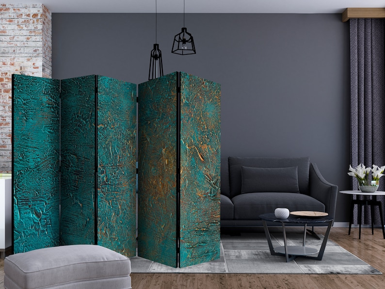 Screen – Immense Blue Gaze / Room Divider / Bilateral Screen / Wooden ...