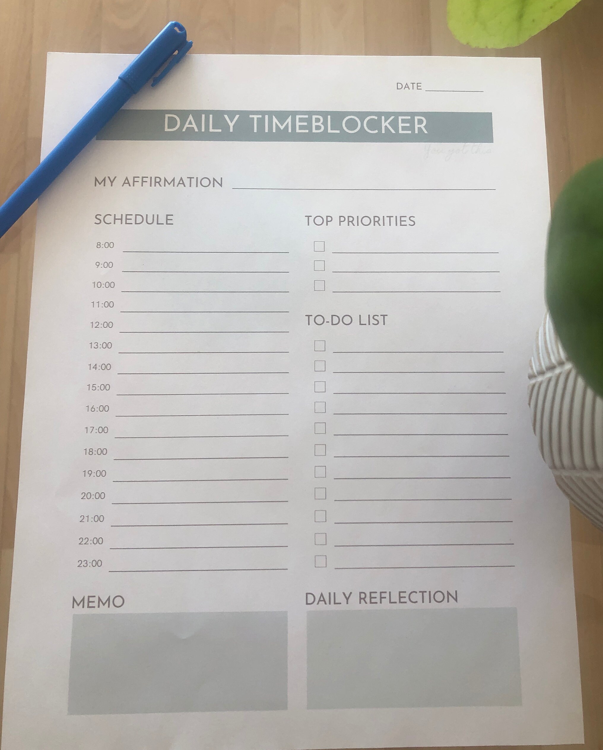 Daily Time Block Planner Daily Planner to Do List PDF Digital Download ...